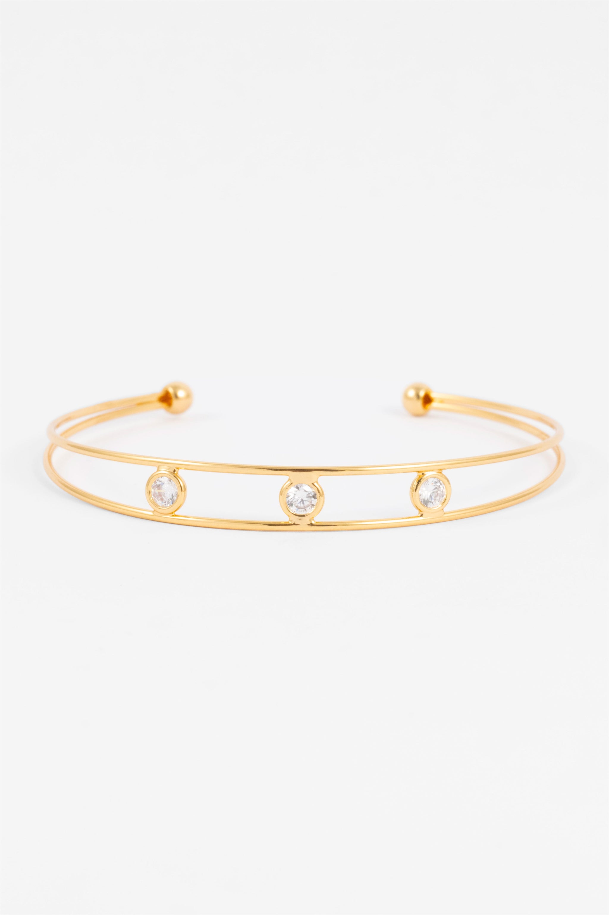 GOLD CZ OPEN CUFF FINE BRACELET