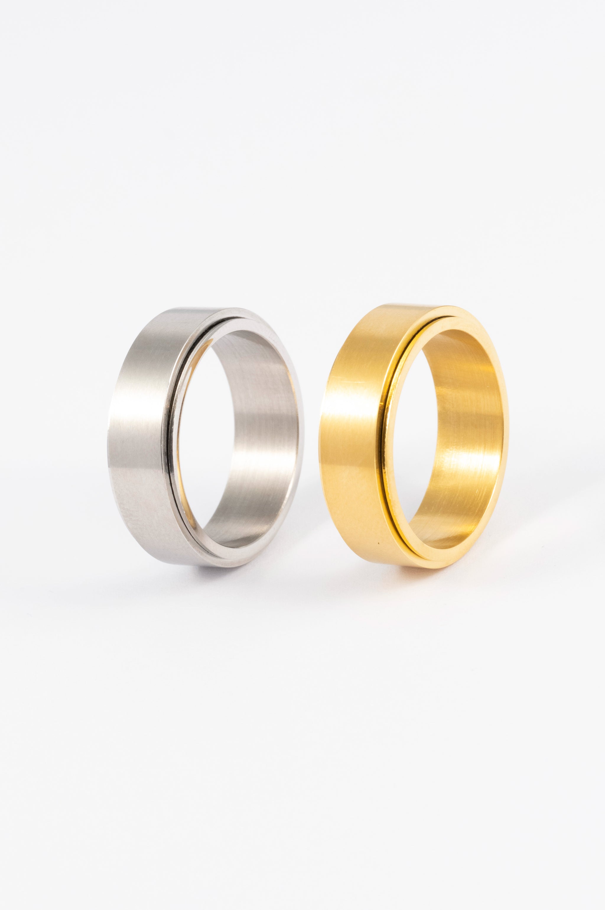 MIXED METAL OCTAGON SPIN 2 PACK RINGS M/L
