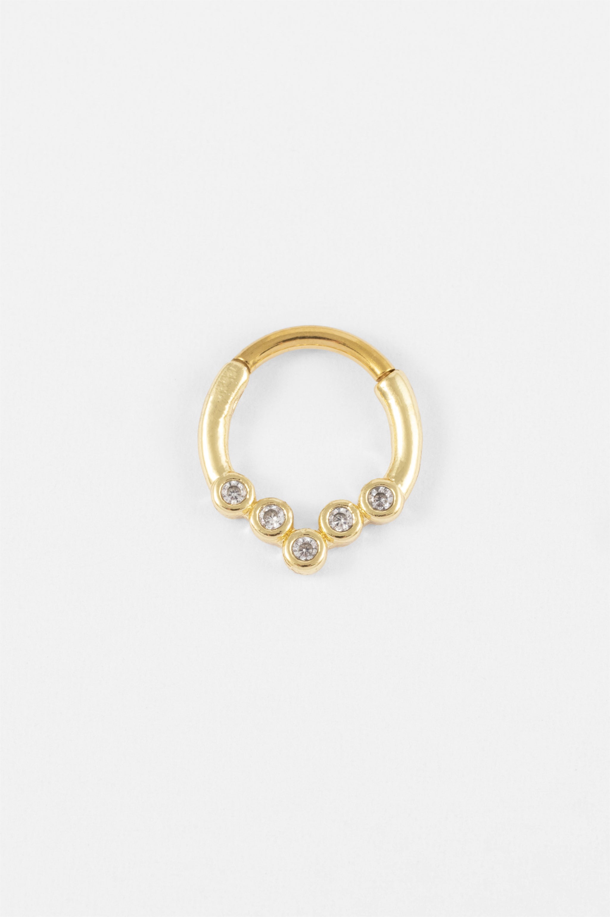 GOLD 16G CZ HINED SEPTUM CLICKER / DIATH 8MM HOOP