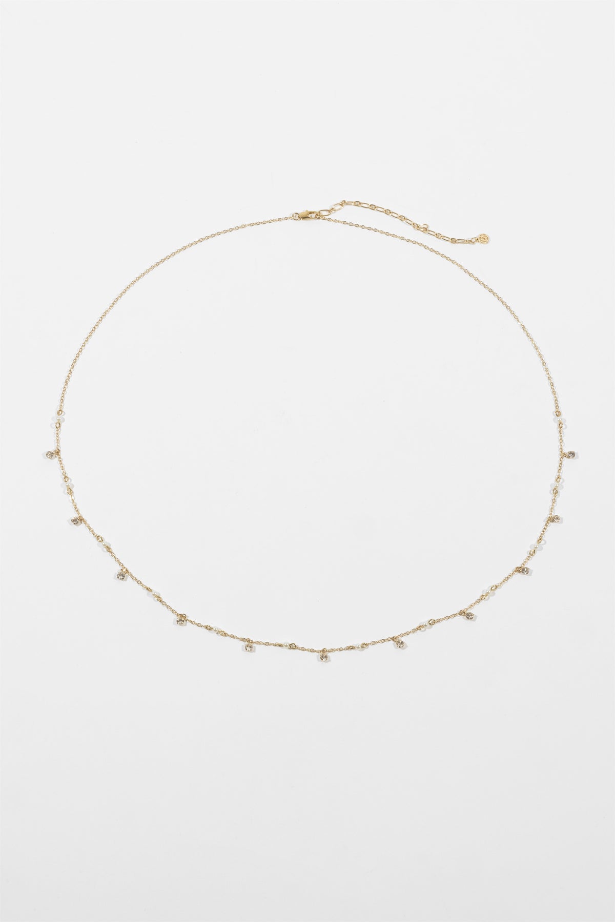 GOLD PEARL AND DIA CHARM BELLY CHAIN